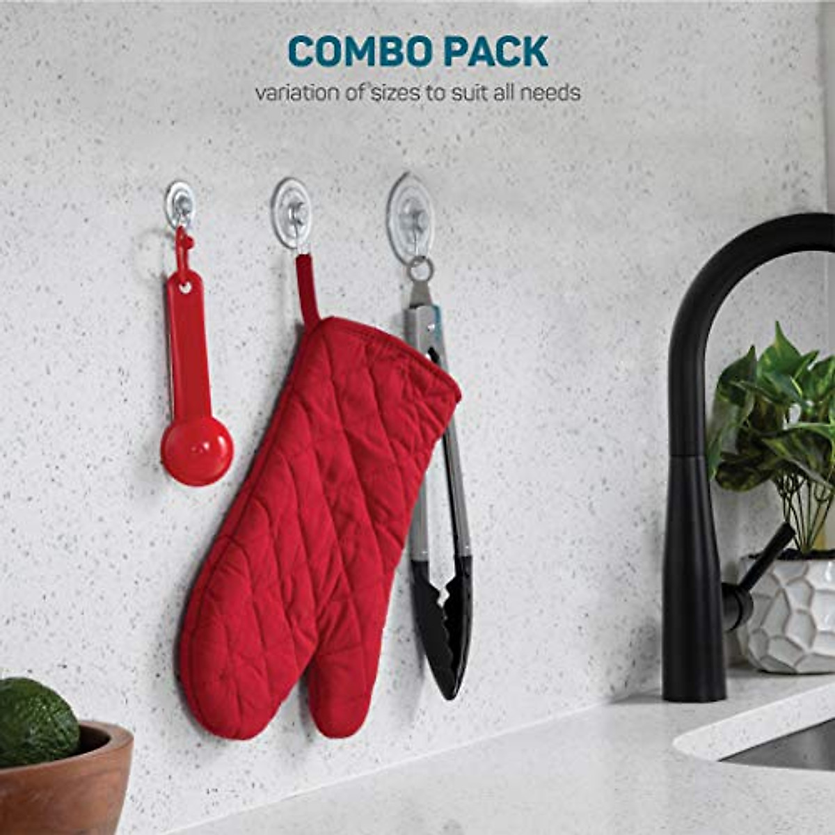 SEWANTA All-Purpose Suction Cup Hooks [10PK Combo Set] Powerful Window Suction Cups with Hooks Use to Hang On Glass, Windows, Doors, Mirrors, Tiles. Set Includes: 2 Large, 4 Medium, 4 Small