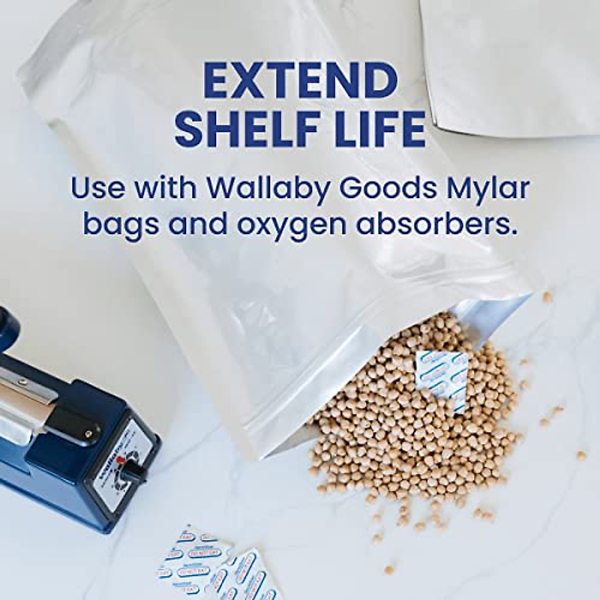 Wallaby Impulse Sealer - 16 inch - Manual Heat Sealer Machine for Mylar Bags - Heavy Duty for Strong, Secure Sealing for Long Term Food Storage - Two Fuse & Strip Replacement Kits Included (Blue)