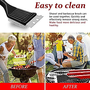 2 Pieces 8 Inch Grill Brush and Scraper Stainless Steel Wire Grill Brush Extra Strong BBQ Cleaner Accessories Heavy Duty Barbecue Grill Cleaning Brush Grill Grate Brush Cleaner
