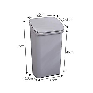 Trash Can Plastic Press Top Trash Bin, Large with Lid 20 Liter, Creative Fashion Home Kitchen Living Room Office Garbage Can (Color : Gray)