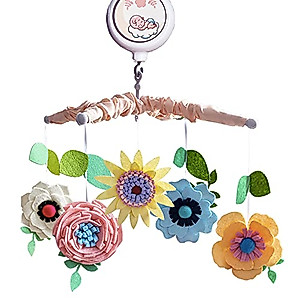 MOVEBO- Floral Musical Crib Mobile for Baby Girls and Digital Music Box with 12 lullabies (Floral Baby Crib Mobile)