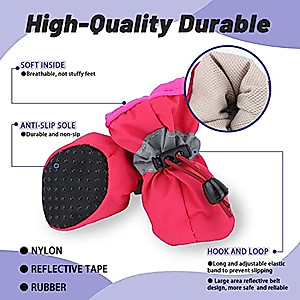 LUZGAT 4PCs Dog Boots Dog Shoes Pow Protector for Summer Hot Pavement for Small Medium Dogs Cat with Non-Slip Sole and Reflective Straps(Pink,Size 1)