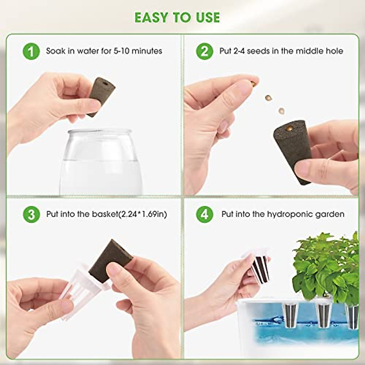 60 Pack Replacement Grow Sponges, Seed Pod Kit Seed Starter Pods Hydroponics Sponges Grow Sponges for Hydroponics Root Growth Sponges Refill Pods for Hydroponic Growing System Indoor Garden, Square