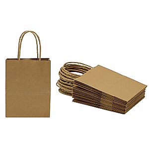 Creative Hobbies® Small Kraft Paper Gift Handle Bags - Weddings, Favors, Goody Bags - Wholesale Pack of 13 Bags