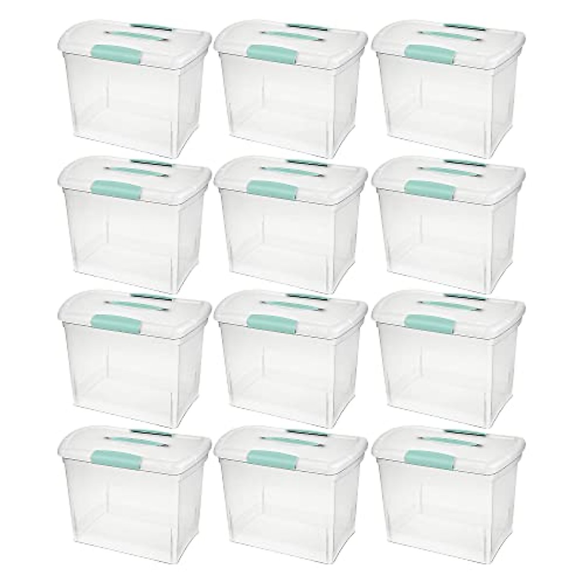 Sterilite Large Nesting ShowOffs Clear File Organizer Storage Box with Handle and Latches for Home, Office, Craft, Hobby, & Classroom, Clear (12 Pack)