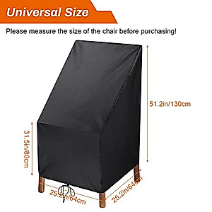 Anglecai Patio Chair Cover, Outdoor Chair Cover Waterproof Lounge Deep Seat Cover Garden Stack Chair Cover with Storage Bag, Black Heavy Duty Windproof Lawn Chair Cover, 25" L x 25" W x 47" H