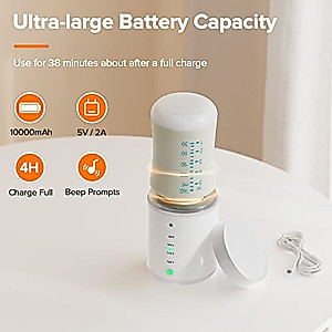 Bottle Warmer, Baby Bottle Warmer with 5 Adapters, Portable Bottle Warmer Rechargeable with Precise Temperature Selection & Beep Prompt, Travel Bottle Warmer for Breastmilk & Babys Brew
