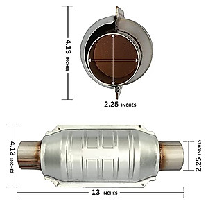 MAYASAF 2.25" Inlet/Outlet Universal Catalytic Converter, with O2 Port & Heat Shield (EPA Compliant)