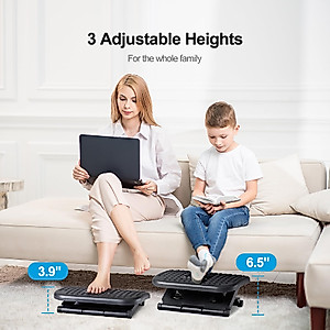 HUANUO Footrest Under Desk - Adjustable Foot Rest with Massage Texture and Roller, Ergonomic Foot Rest with 3 Height Position, 30 Degree Tilt Angle Adjustment for Home, Office