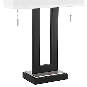 360 Lighting Neil 26" High Rectangular Rustic Modern Table Lamps Set of 2 USB Port Pull Chain Black Metal White Shade Living Room Charging Bedroom Bedside Nightstand House Office Entryway