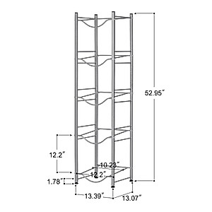5-Tier Water Cooler Jug Rack, 5 Gallon Water Bottle Storage Rack Detachable Heavy Duty Water Bottle Cabby Rack for Home, Office Organization (Silver)