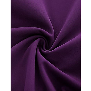 MUADRESS Women Vintage Cocktail Dresses Modest Short Sleeve Classic Tea Dresses Bridesmaid Party Homecoming Dress Grape S