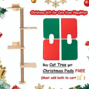 Cat Tree Wall Mounted Tall Scratching Post for Indoor Cats Climbing Tower Activity Wood Cat Wall Furniture 73 inch