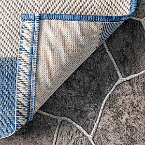 nuLOOM Alexis Striped Indoor/Outdoor Runner Rug, 2' x 8', Blue