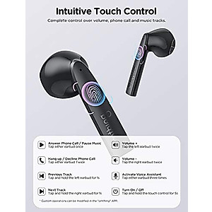 omthing True Wireless Earbuds, TWS Bluetooth 5.0 Headphones Stereo Sound Earphones, 4 ENC Mic, 25H Playtime Wireless Earbuds Sweatproof Sports Earphone, Suitable for Exercise/Driving/Home Office