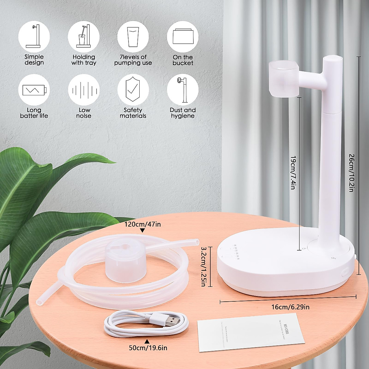 Water Dispenser for 5 Gallon Bottle, Intelligent Desktop Water Bottle Dispenser, Automatic Water Pump for Universal Bottle, Wireless Water Jug Dispenser Suitable for Home, Office, Outdoor