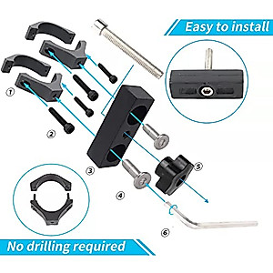 UTV ATV High-Lift Jack Tube Mount for 1.75"-2" Roll Bar Adjustable Black Double Bracket Compatible with Polaris Ranger 1000 XP Turbo Can Am Maverick