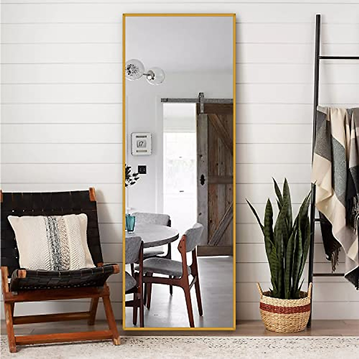 MIRUO 63"x20" Mirror Full Length Wall Mirror Floor & Full Length Mirrors for Wall Decor Living Room Wall-Mounted Mirrors Body Mirror Gold Mirror Large Mirror