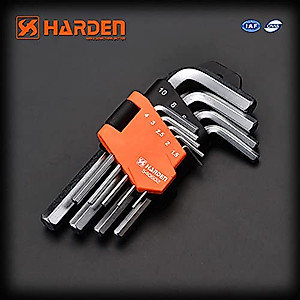 Edward Tools Pro 9 Piece Short Hex Allen Wrench Set - Metric 10mm - 1.5mm - Harden CRV Steel - Optimum Strength Steel - Organizer Tool Clip for Quick Access to Size