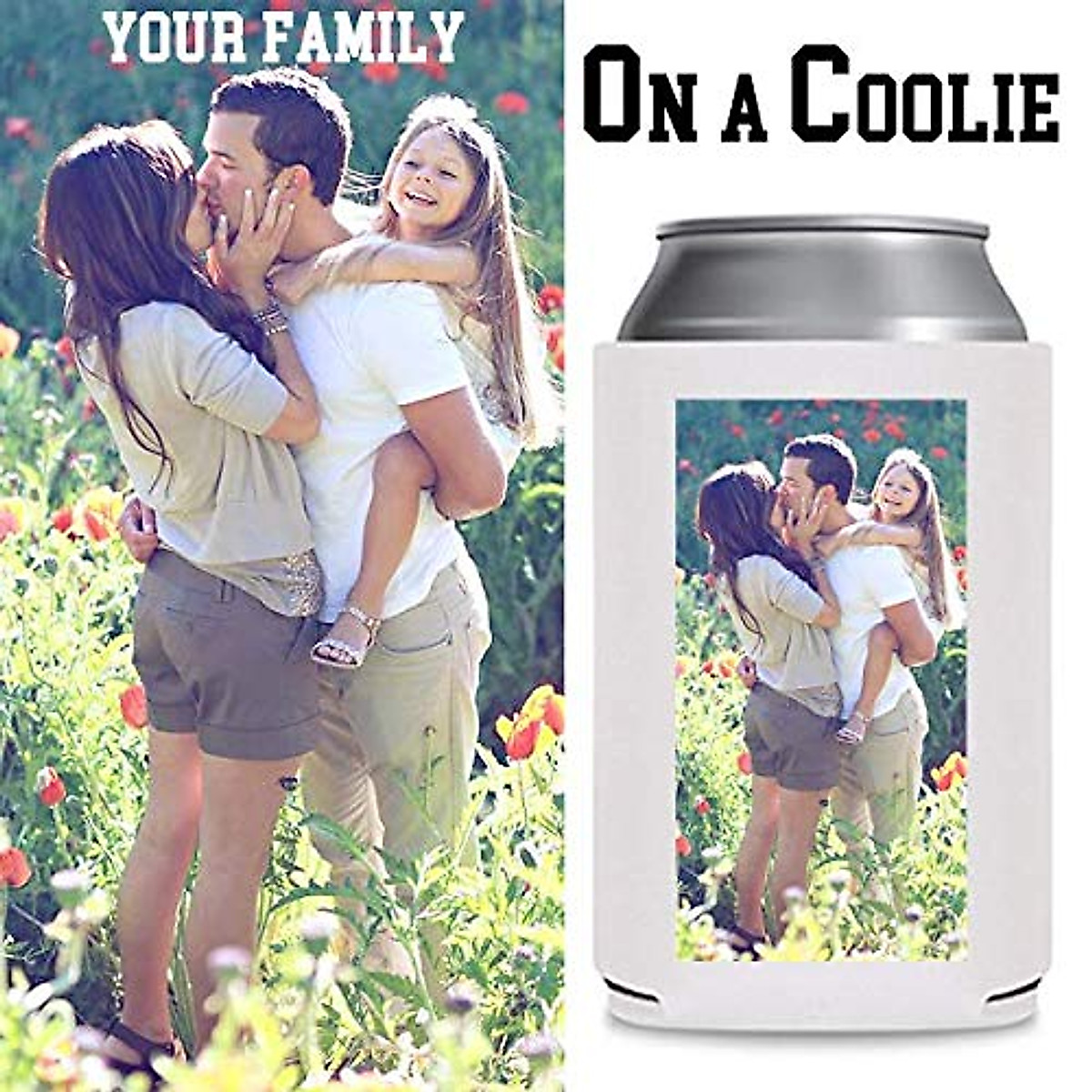 Cool Coast Products | Personalized Custom Can Cooler | Upload ANY Photo Full Color | Funny Novelty Can Coolie Huggie | Beverage Holder | Craft Beer Engagement Wedding Gifts | Insulated (2 Pack)