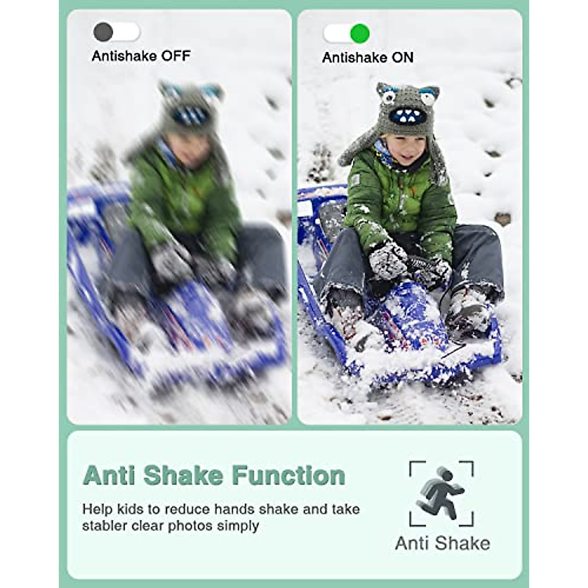 Digital Camera for Kids, Lecran 1080P 44MP Kids Camera with 32GB Card Point and Shoot Camera with 16X Zoom, Compact Portable Cameras Christmas Birthday Gift for Children Kids Teens Girl Boy(Green)