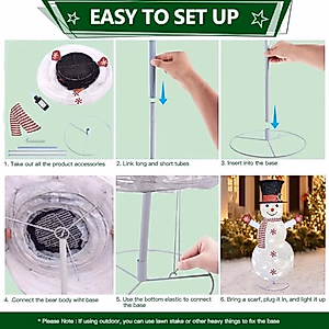 Lighted Christmas Snowman Decorations, 4FT Outdoor Collapsible White Snowman with Built-in LED Lights, Pre-Lit Pop Up Xmas Snowman, Light Up for Holiday New Year Winter Decor （lint）