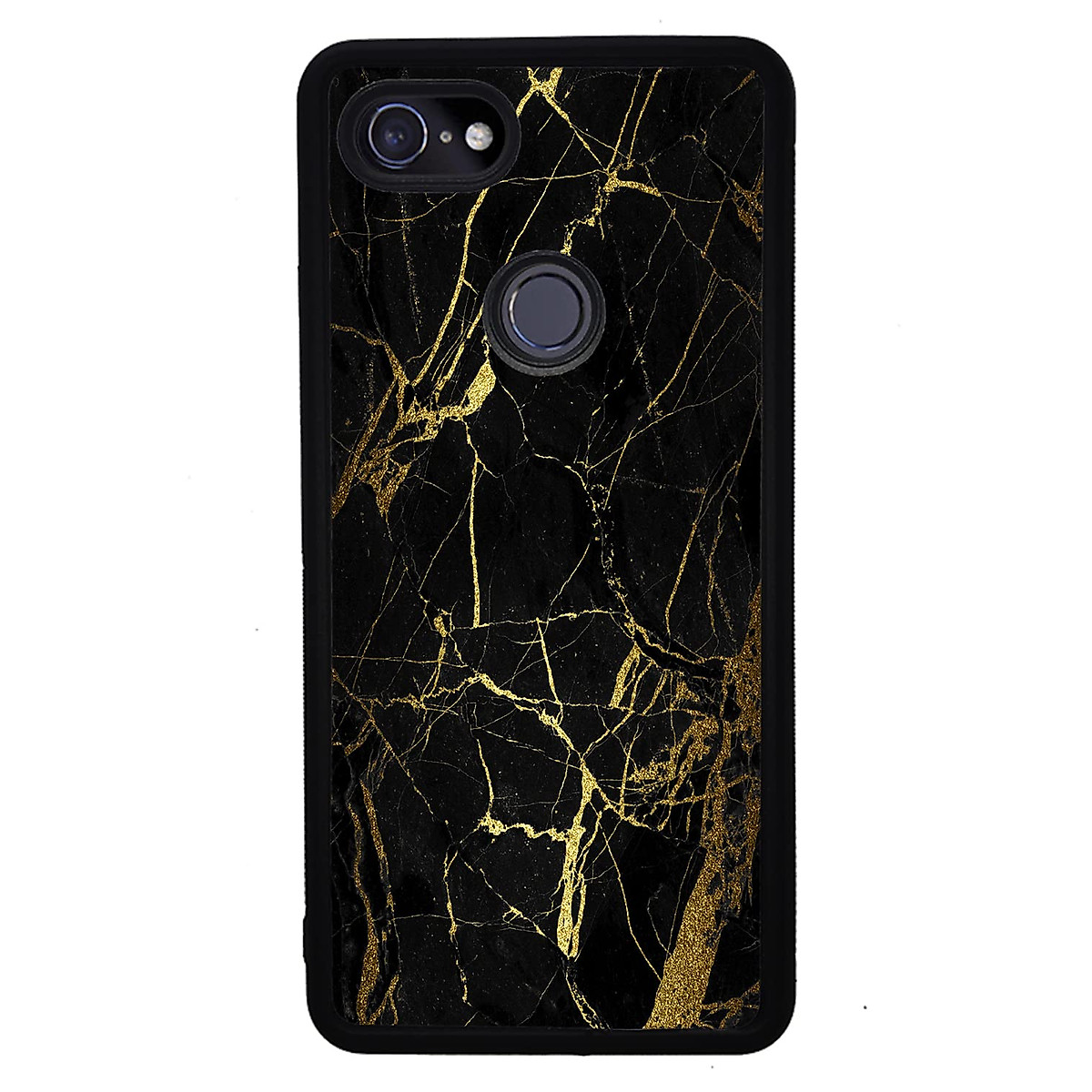 Black and Gold Marble Black Rubber Phone Case Compatible With Google Pixel 8 Pro, 8a, 8, 7a, 7, Pixel 7 Pro, 6a, Pixel 6 Pro, 6, 5, 4a 5G, 4a 4G, 4, 4 XL, 3a, 3a XL, 3, 3 XL, 2 XL, 2