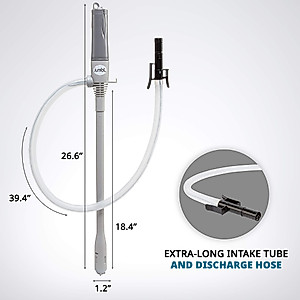 Jumbl Automatic Fuel Transfer Pump with Auto-Stop, 3x More Powerful D Battery Powered, Extra Long Hose Fits All Size Cans, Portable Liquid Pump Transfers Gasoline, Water & More at 2.3 Gal/Minute