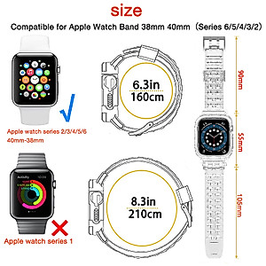 Compatible for Apple Watch Band 40mm 38mm with Protective Case, Men Women Crystal Clear Sporty Protective DropProof Shockproof Case with Premium Soft Fadeless TPU Adjustable Strap Bands for iWatch
