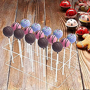 Faitoger 2 PCS Acrylic Lollipop Stand Display Holder 100PCS Lollipop Sticks 100PCS Clear Treats Bags and 100PCS Gold Metallic Twist Ties for Candy Cake Pop Making Tools