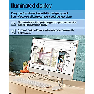 HP All-in-One Bundle PC, 23.8" Full HDMicro-Edge Touchscreen Display, 12thGeneration Intel® Core™ i7Processor, Intel® Iris® Xe Graphics, 16 GBSDRAM, 512 GB SSD,Windows11 HomeOS, Wi-Fi(24-CB1180, 2022)
