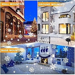 LUOWAN Christmas Snowflake Projector Lights, Waterproof LED Snowfall Spotlight Projector with Remote Control, Upgrade Rotating LED Snowfall Projection Lamp for Halloween Xmas Party Holiday Garden