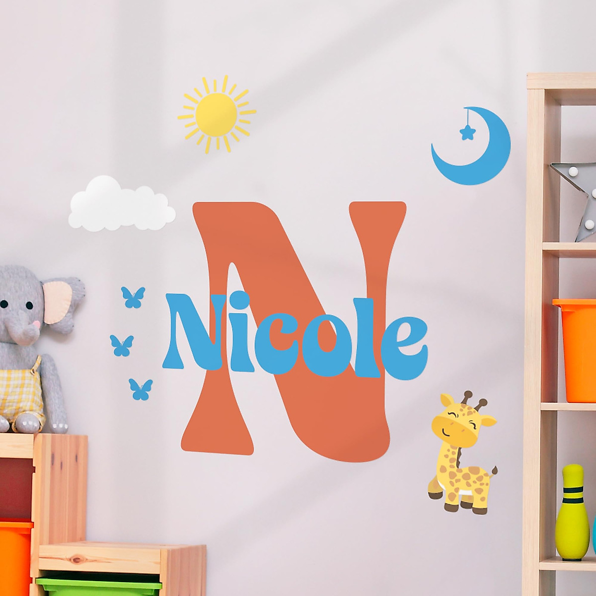 Multiple Font Personalized Name & Initial Vinyl Wall Decor I Nursery Wall Decal for Boy & Girl Decoration I Stickers Aesthetic I Multiple Options for Customization