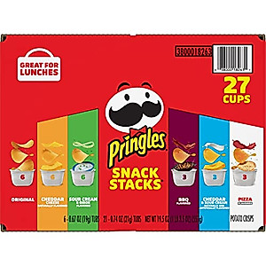Pringles Potato Crisps Chips, Snack Stacks, Lunch Snacks, Office and Kids Snacks, Variety Pack (27 Cups)