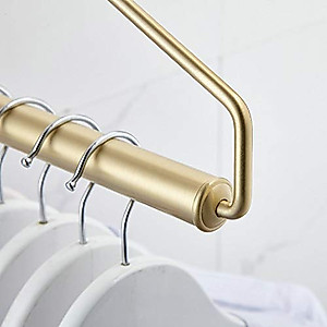 Hiendure Folding Clothes Hanger Gold Brushed Drying Clothes Rack Wall-Mounted Space Saver for Laundry Room Closet, Brass, 12 Inch