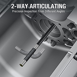 Two-Way Articulating Borescope with Light, Teslong 5-inch IPS Endoscope Inspection Camera with Articulation Head, Automotive Mechanics Fiber Optic Scope-0.33inch