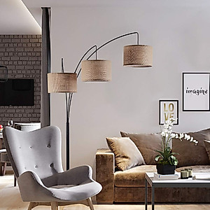 LHLYCLX Arc Lamps for Living Room, Multi Head Tree Floor Lamp for Bedroom, 3 Lights Standing Lamps Hanging Over The Couch (Black)