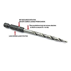 FTG USA Countersink Drill Bit Set 6 Pc #6 (9/64") Wood Countersink Drill Bit Pro Pack Countersink Set, Tapered Countersink Bit, 1 Stop Collar, Hex Wrench, Woodworking Countersink Drill Bits
