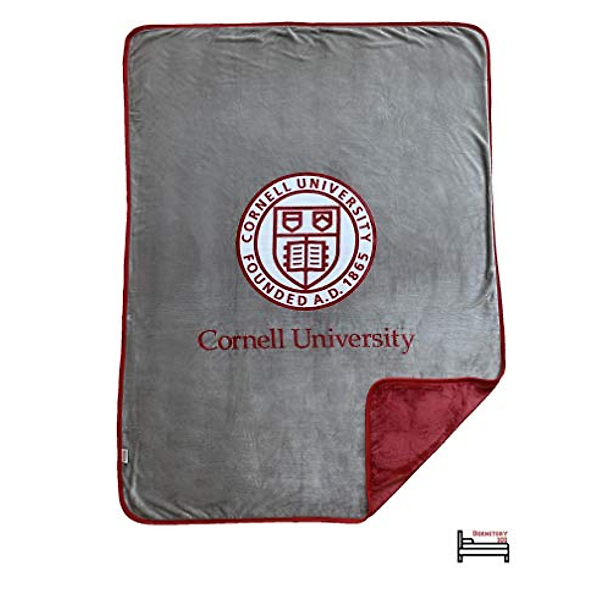 Dormitory 101 Cornell U Premium Plush Fleece Blanket - X Large 60"X80". Fits Queen or Twin XL Beds. Winter Holiday Graduation Gifts
