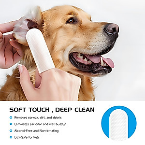 Maylle Ear Finger Wipes for Dogs & Cats - Gently Clean Ear Wax,Reduce Inflammation,Sooths & Deodorizes,Non-Irritating Natrual Ingredients (50 Count)