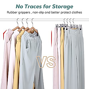 IEOKE Pant Hangers, 30 Pack Skirt Hangers with Clips Metal Trouser Clip Hangers for Heavy Duty Ultra Thin Space Saving