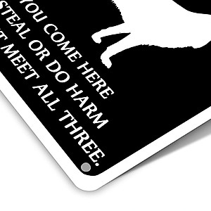 Beware Of Dog Metal Sign Funny Warning Signs For Property Is Protected By German Shepherds Tin Sign Beware Of Dogs Signs For Fence Decorations Outdoor German Shepherd Owner Gifts 8x12 Inches