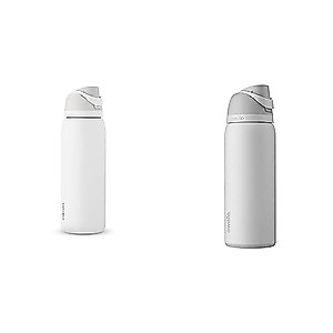 Owala FreeSip Insulated Stainless Steel Water Bottle, 40-oz, Shy Marshmallow & FreeSip Insulated Stainless Steel Water Bottle with Straw for Sports and Travel, BPA-Free, 32-oz, Shy Marshmallow