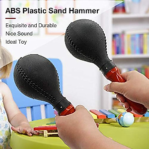 Ubblove Maracas Shakers Rattles Sand Hammer Hand Percussion Musical Instruments with ABS Plastic Shell Wooden Handles for Adults Kids Live Performance, Party, KTV, Concert, Bands (Black)