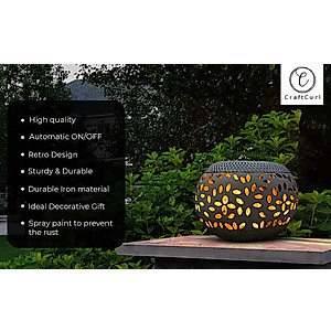 Solar Table Lantern Outdoor Indoor Waterproof - Dancing Flickering Flame Powered LED White Metal Desktop Decorative lamp auto on/Off Lightening Dusk to Dawn for Desk Patio Garden Pathway Garden Yard