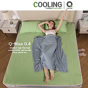 QUILTINA Cooling Sleeping Mat Set with 2 Pillowcases, Good Heat Conduction Mattress Topper Pad for Summer Hot Sleepers, Comfort Soft Nonslip Matting Cover for All Seasons, Green, King 78x80 in