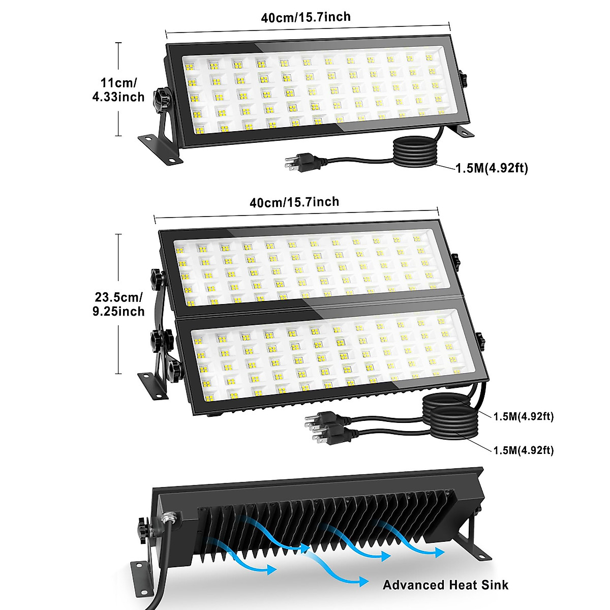 2 Pack 120W LED Shop Lights, 1000W Equiv 16000lm Super Bright LED Garage Light, IP66 Waterproof Outdoor Flood Light with Plug, 5000K Daylight White LED High Bay Light for Workshop Yard Garage Factory