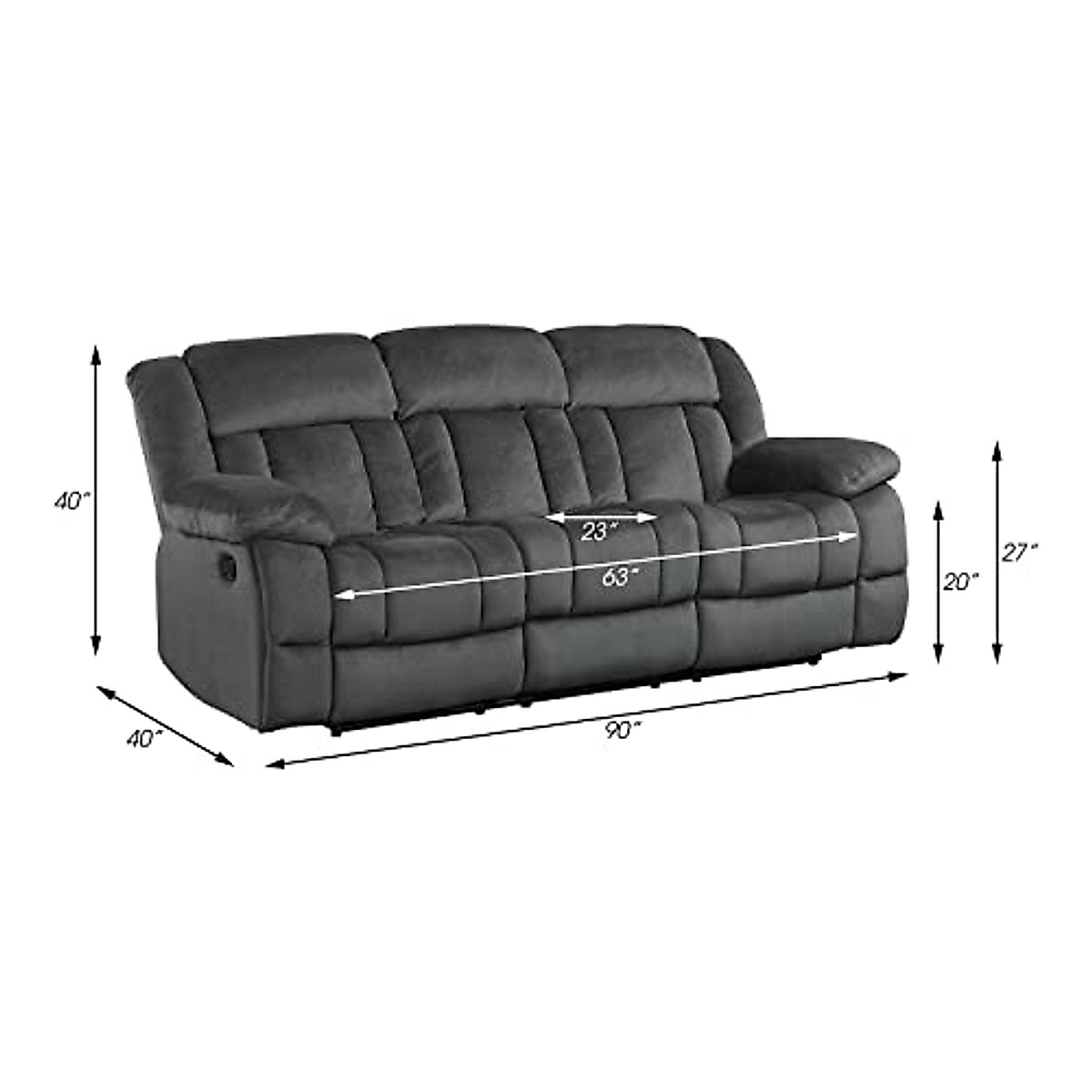 Homelegance Laurelton 90" Microfiber Double Reclining Sofa, Gray