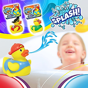 JA-RU Water Squirt Rubber Ducks (1 Duck Assorted) Fun Toddlers Baby Bath Tub Pool Toy 3" Rubber Duckies for Kids, Sensory Play, Stress Relief, Stocking Stuffers Supply in Bulk. 1178-1