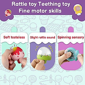 LiKee Strong Suction Cup Fidget Spinnerz Sensory Bath Toys for Baby 12 18 Months Airplane Car Travel Table & Window Toys for 1 2 Year Old Toddler Boys and Girls (Candy)